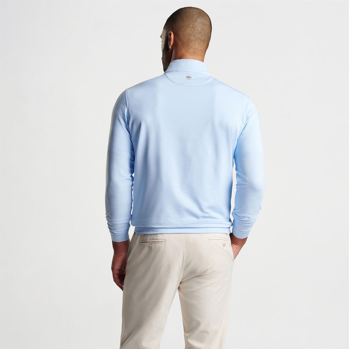 Peter Millar Perth Sugar Stripe Performance Quarter-Zip Cottage Blue|Mid Layers|TRENDYGOLFUSA.COM