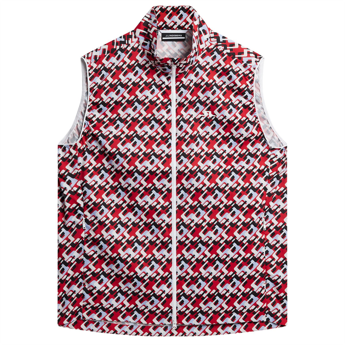 J.Lindeberg Ash Light Packable Vest Print Micro Bridge Cherry | Vests | TRENDYGOLFUSA.COM