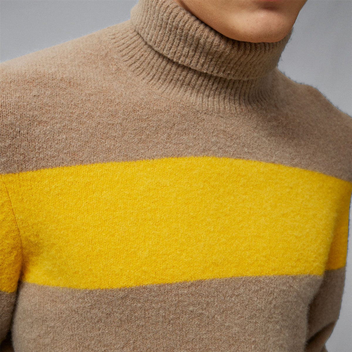 Turtle Neck Knitted Sweater Tiger Brown Aw22 Trendygolfusa Com