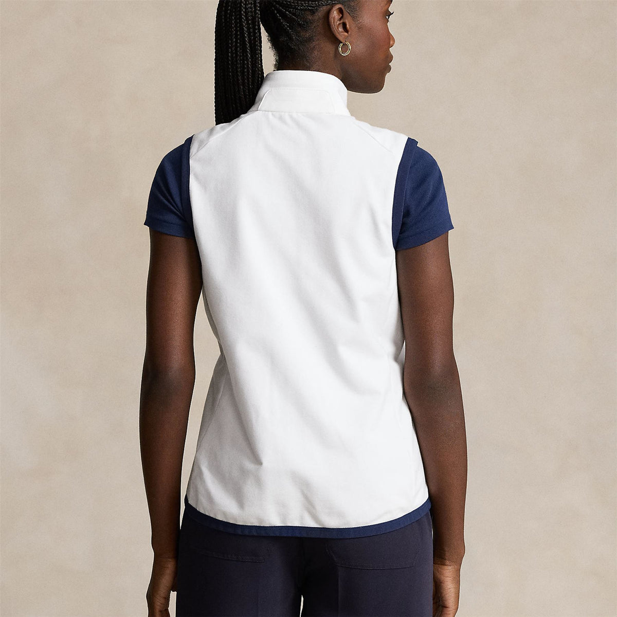 Ralph Lauren Terry Sleeveless Full-Zip Vest Ceramic White/ Refined Navy ...