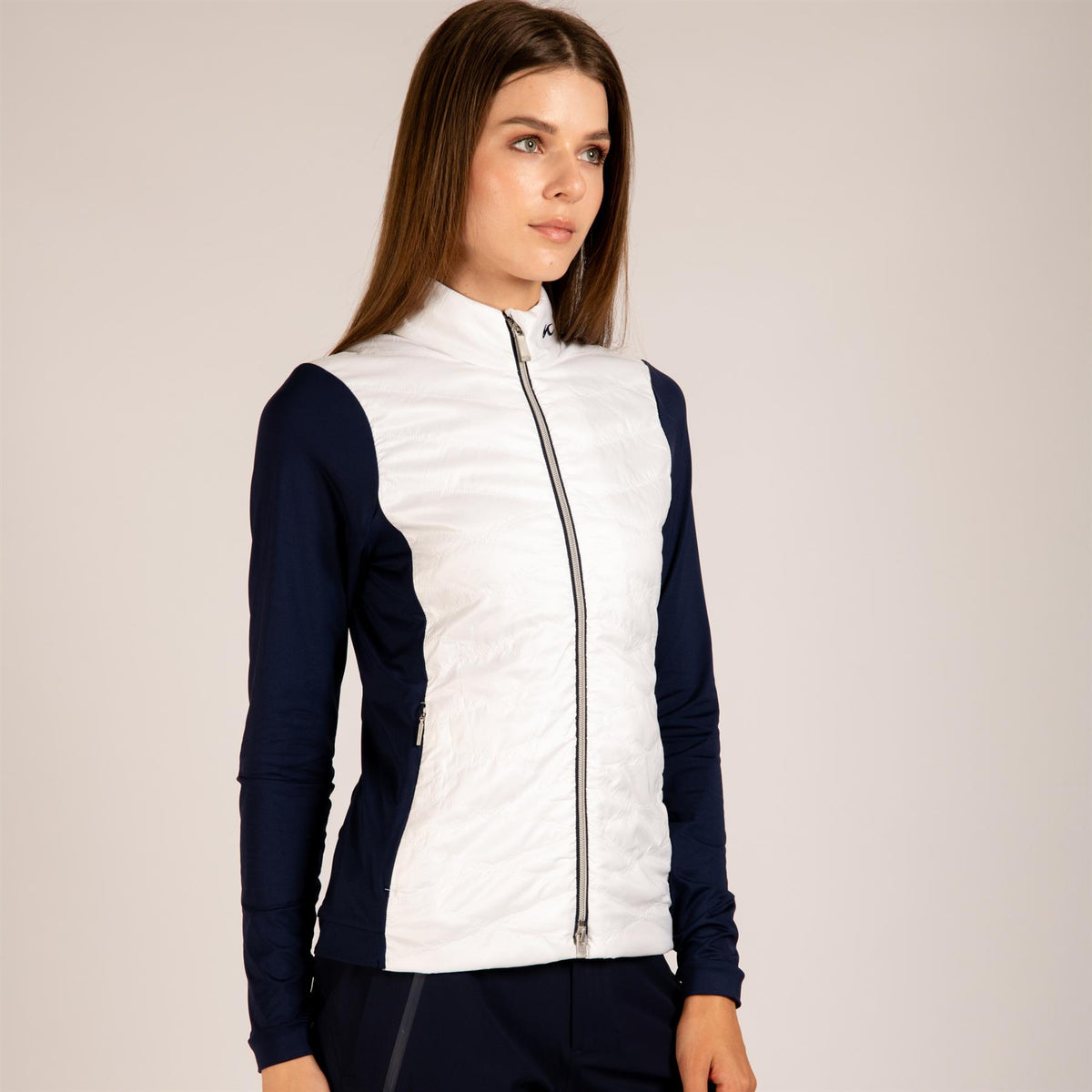 Kjus Retention Hybrid Jacket White/Atlanta Blue | TRENDYGOLF USA