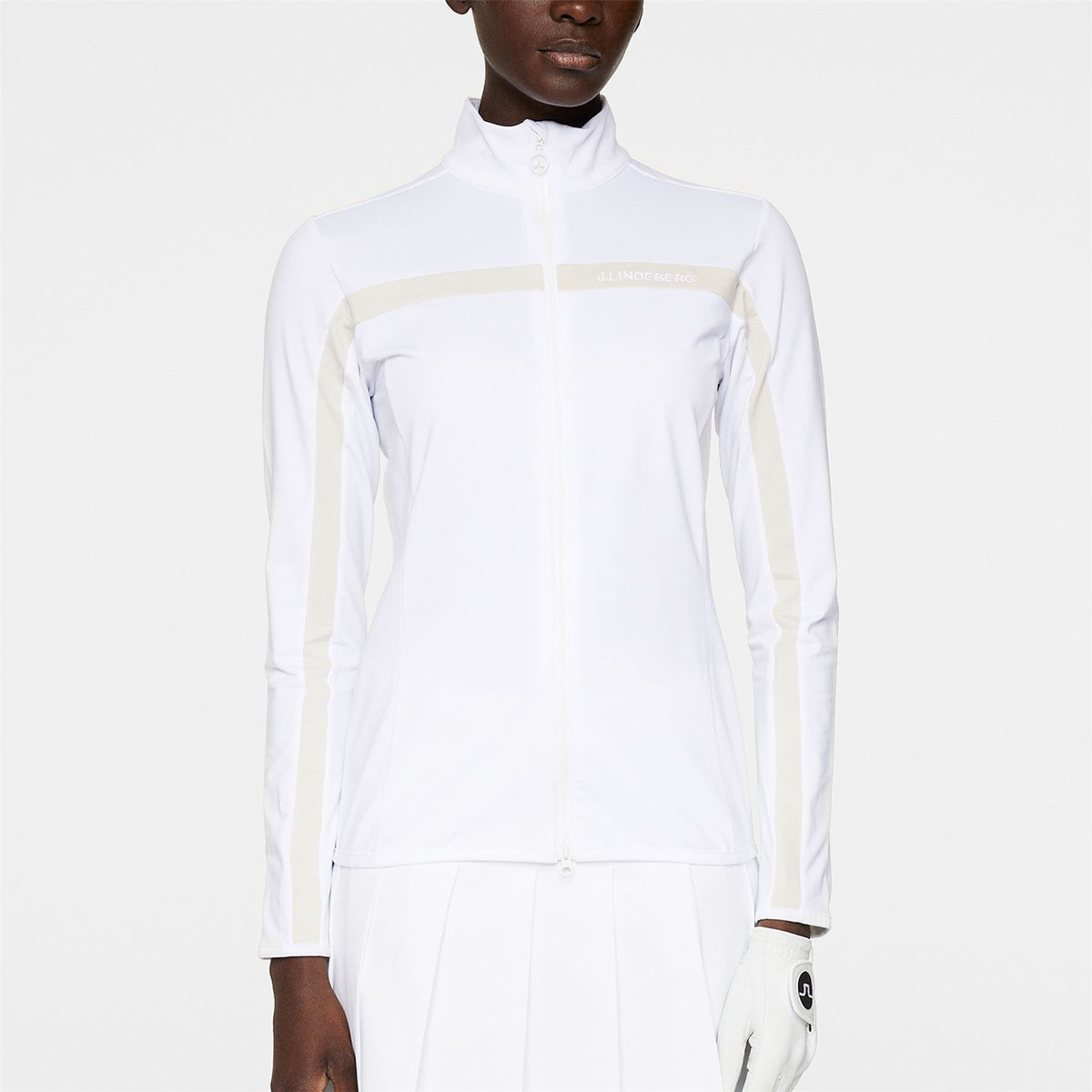 J.Lindeberg Seasonal Janice Light Mid Layer White | TRENDYGOLF USA