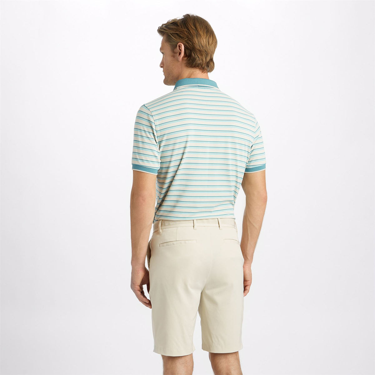 Perforated Stripe Rib Collar Polo Stone - AW23 – TRENDYGOLFUSA.COM