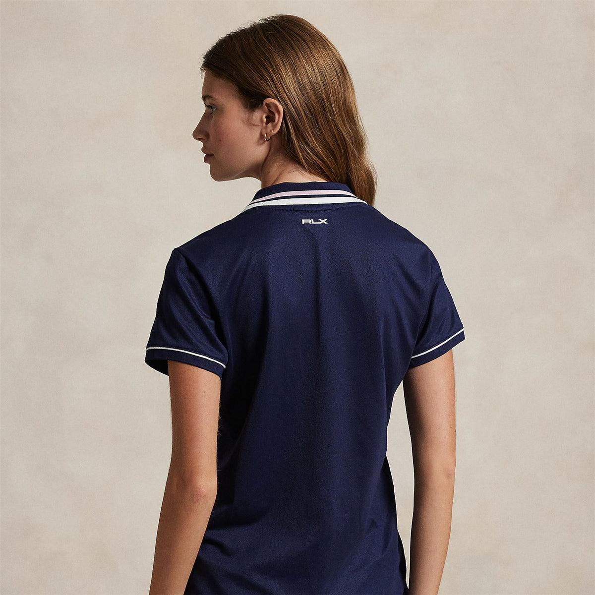 Womens RLX Tailored Fit Val Tour Pique Polo Refined Navy/White/Pink ...