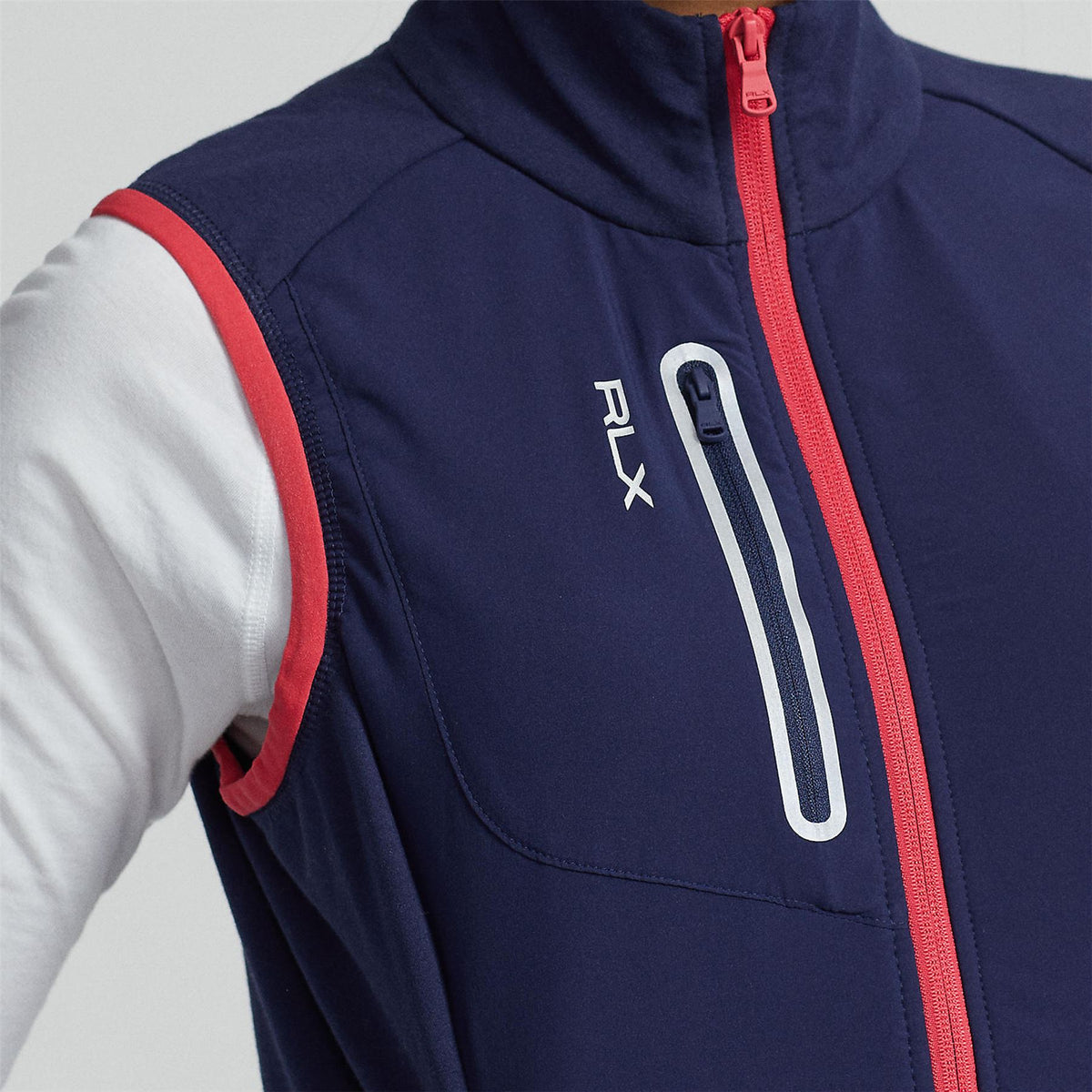 RLX Ralph Lauren Terry Sleeveless Full-Zip Vest French Navy/Maui Red ...